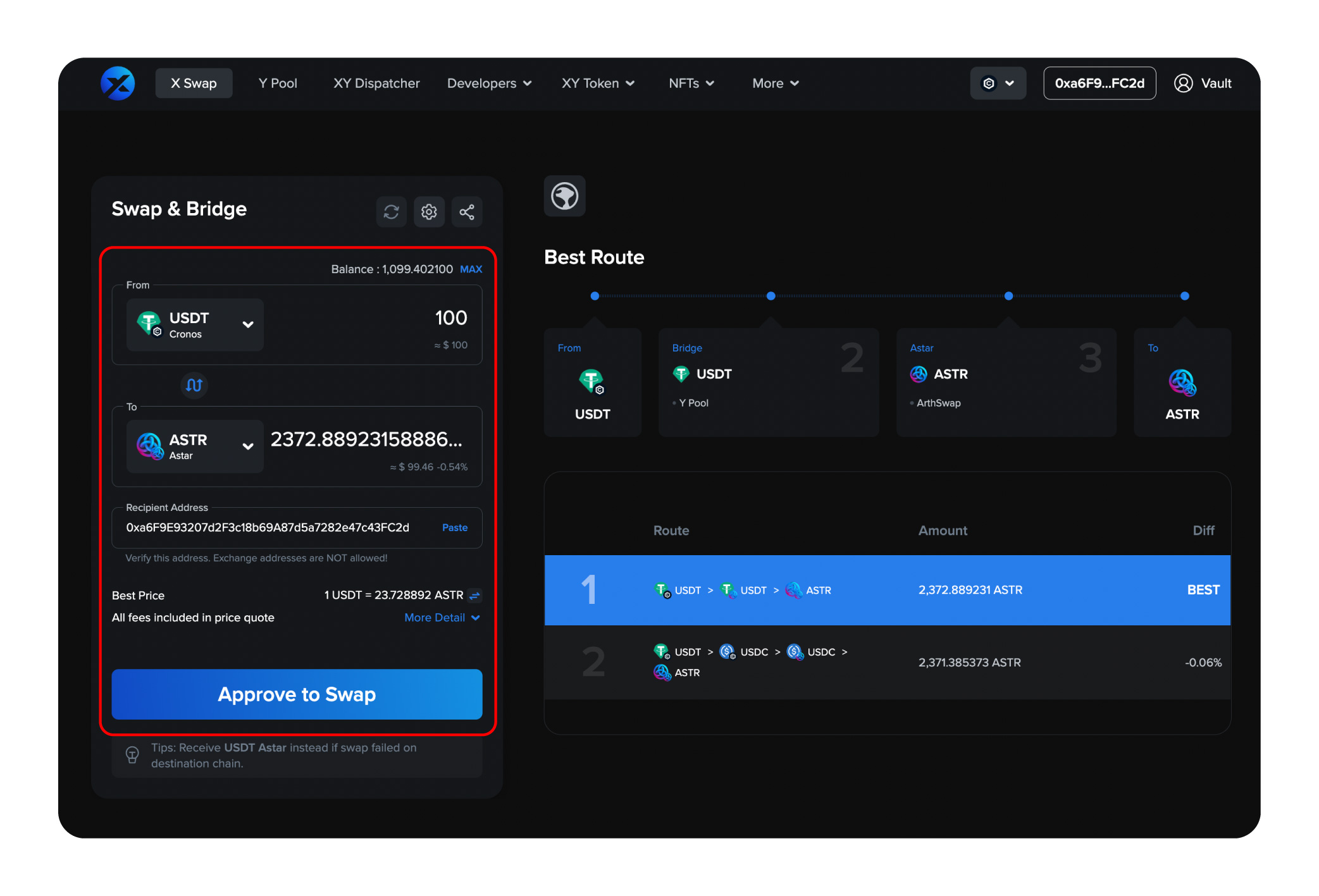 How to Bridge Assets to Astar With XY Finance, #1 Bridge on Astar