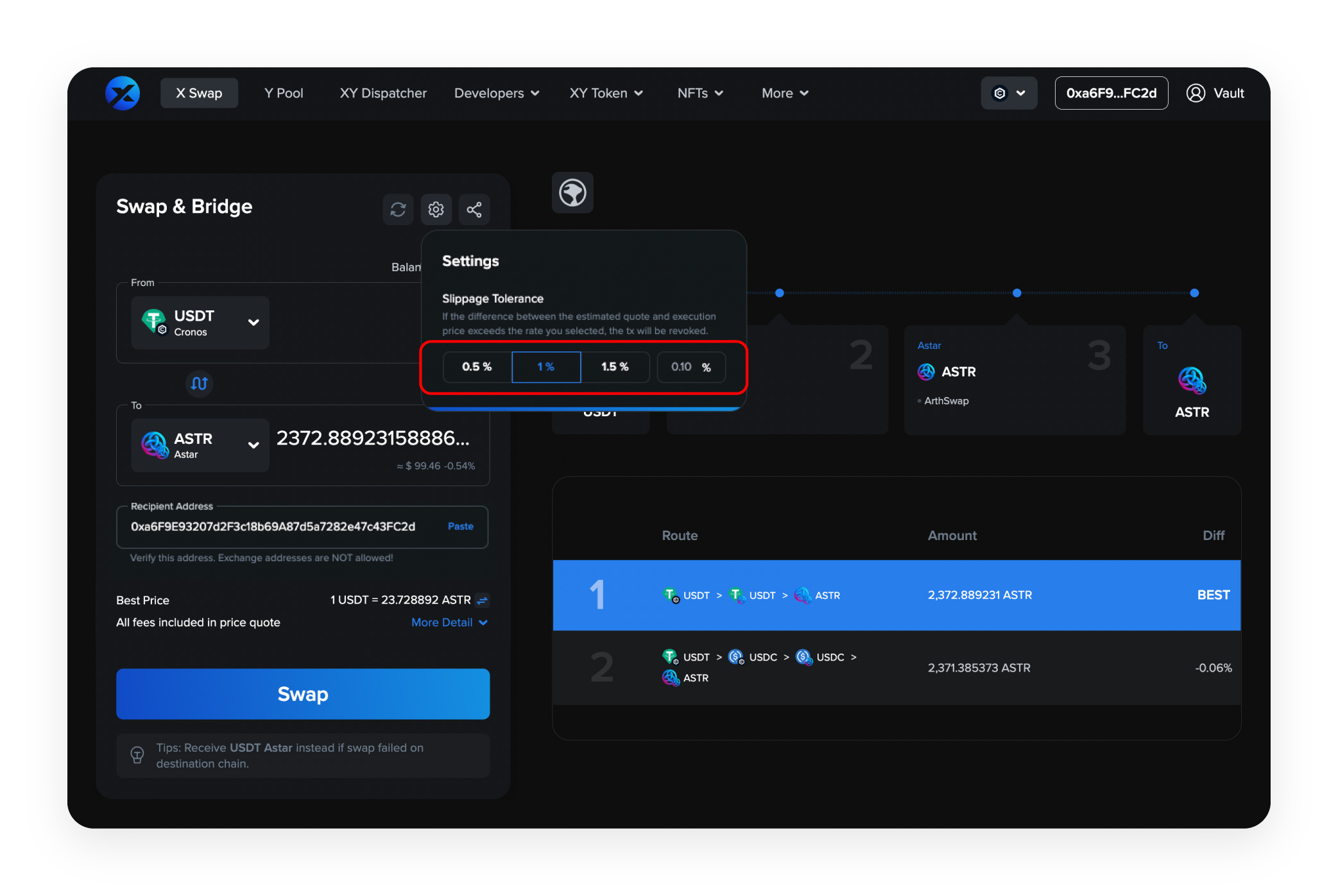How to Bridge Assets to Astar With XY Finance, #1 Bridge on Astar